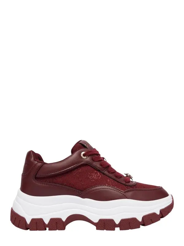 Guess Logo-plaque Chunky-sole Lace-up Sneakers - Red