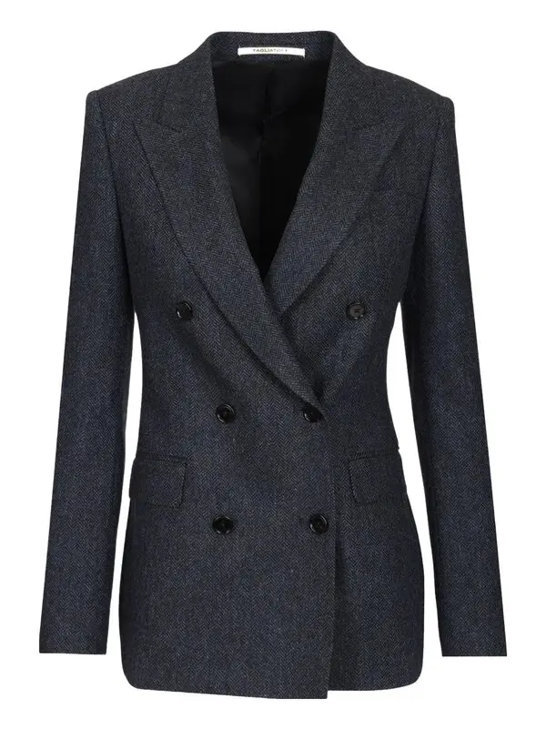 Tagliatore Double-breasted Herringbone Blazer - Blue