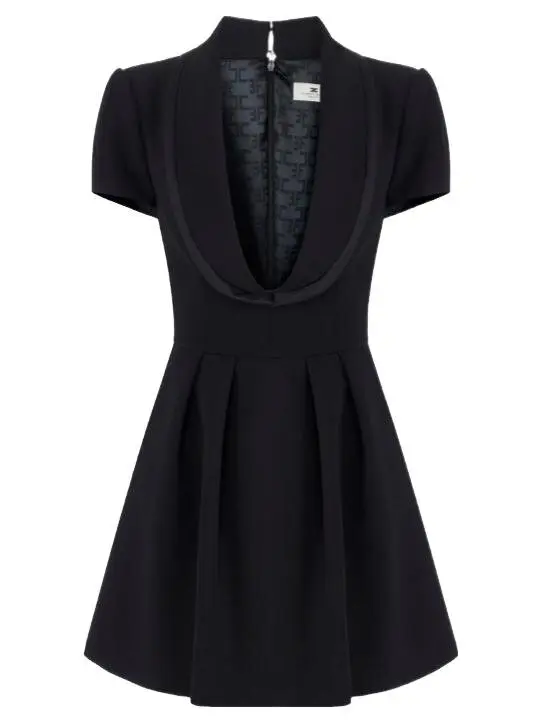 Elisabetta Franchi Mini Dress In Lightweight Crepe And Satin - Black
