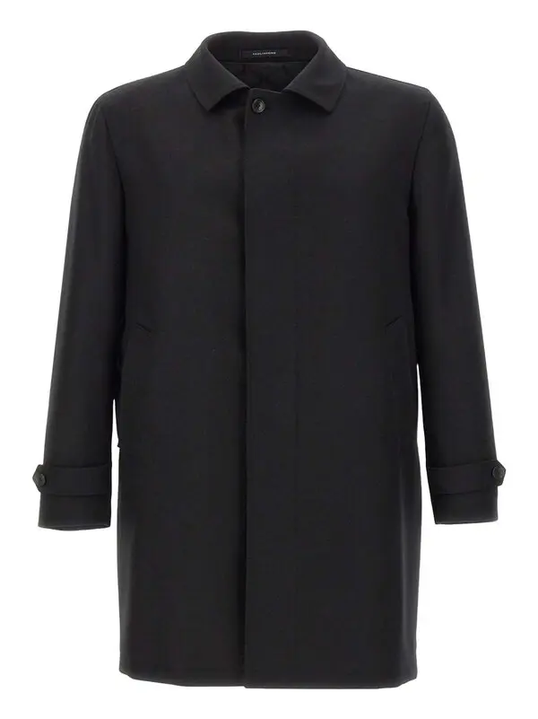 Tagliatore Single-breasted Twill Coat - Black