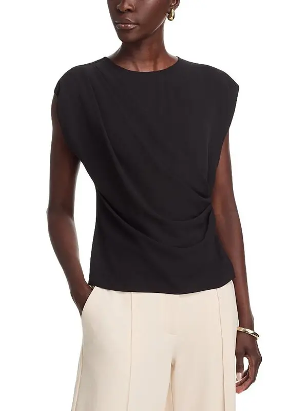 T Tahari Drop Shoulder Blouse - Black