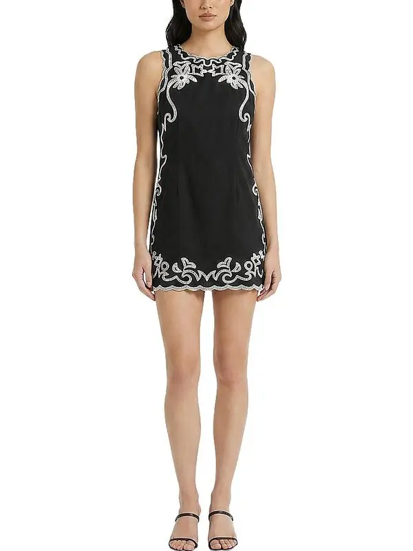 THE GOOD JOURNEY Embroidered Mini Dress - Black