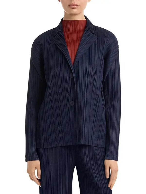 Issey Miyake Pleated Jacket - Navy