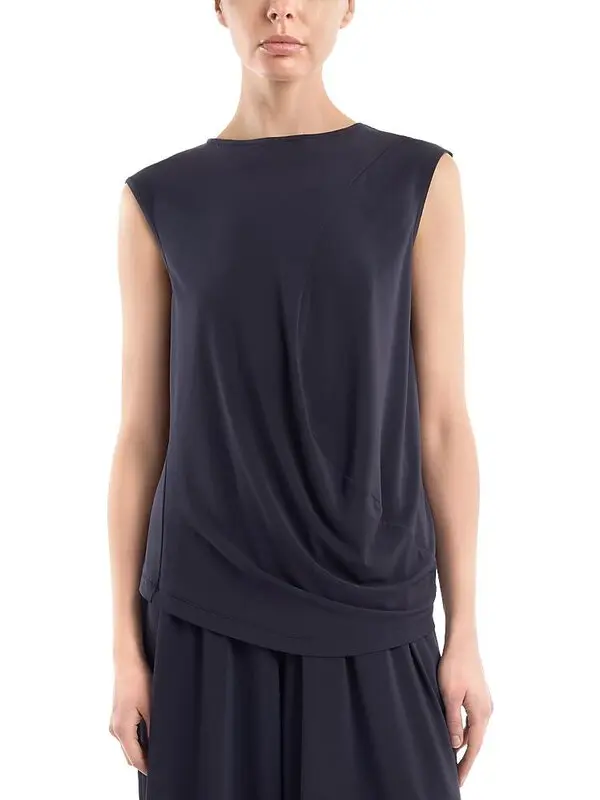 Issey Miyake Drape Jersey Top - Dark Navy