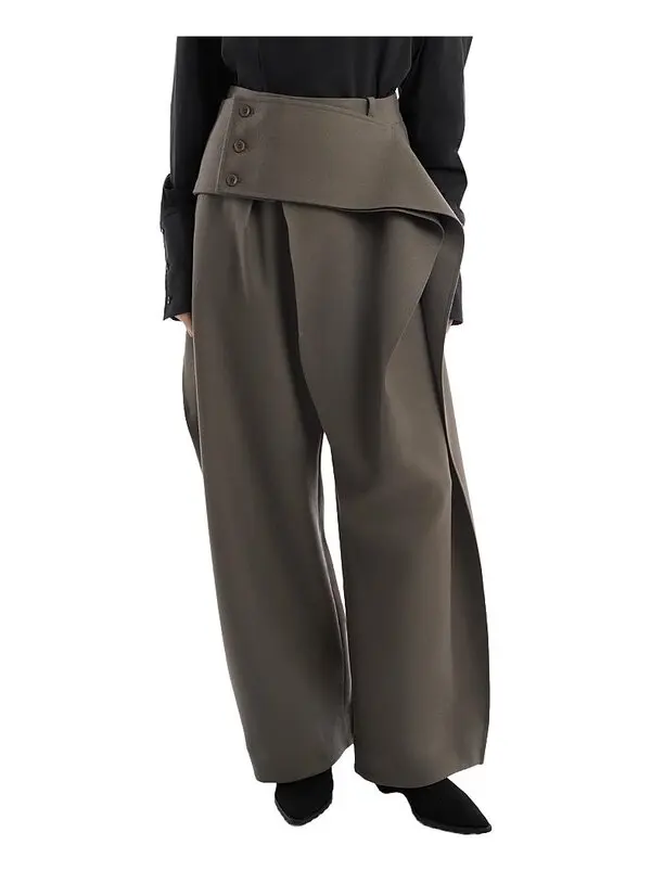 Issey Miyake Calligraph Wool Resin Impregnated Pants - Gray