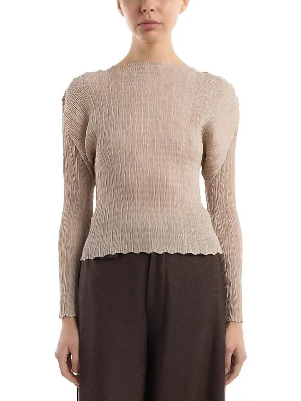 Issey Miyake Tatami Pleated Top - Light Beige