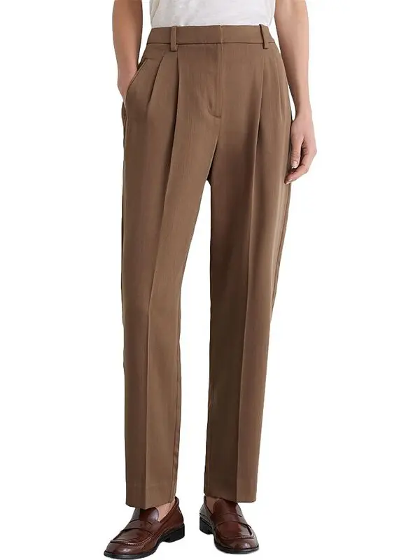 REISS Petites Clay Tapered Pleated Trousers - Taupe Neutral