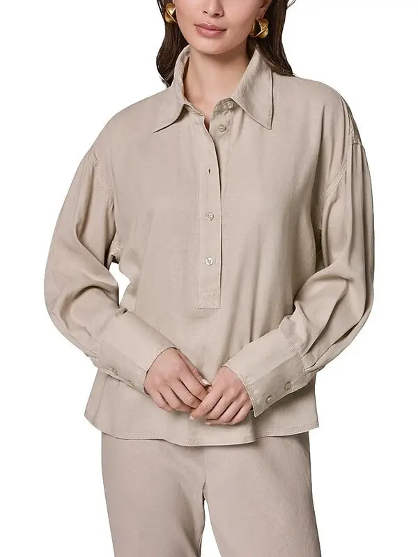Donna Karan New York Triple Stitch Long Sleeve Blouse - Sandstone
