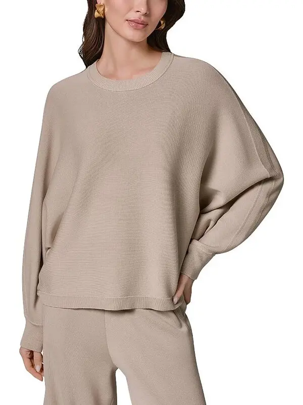 Donna Karan New York Milano Stitch Rib Trimmed Dolman Sleeve Sweater - Sandstone
