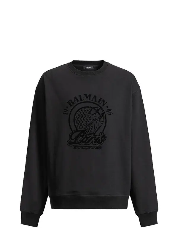 Balmain 1945 Crewneck Logo Sweatshirt - Black/black