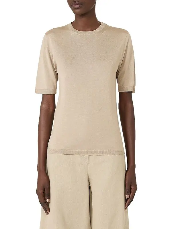 Max Mara Silk Cashmere Knit Top - Stone