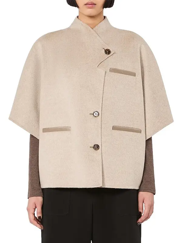 Max Mara Mxaandalo Cashmere Cape Jacket - Stone