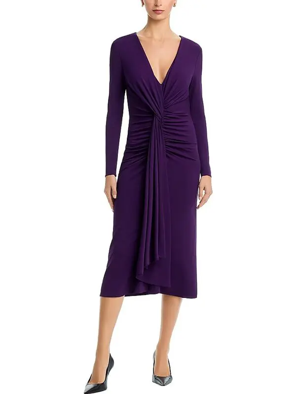 Michael Kors Draped Long Sleeve Dress - Amethyst