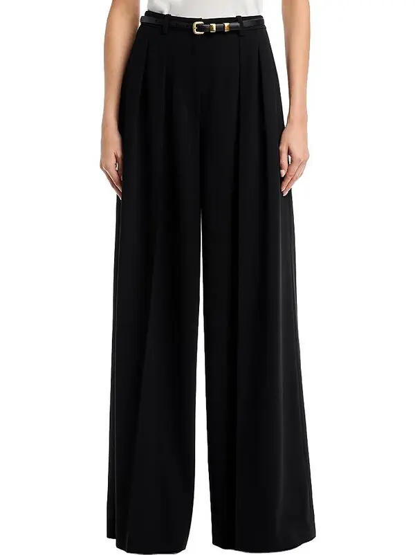Michael Kors Shannon High Waist Wide Leg Pants - Black
