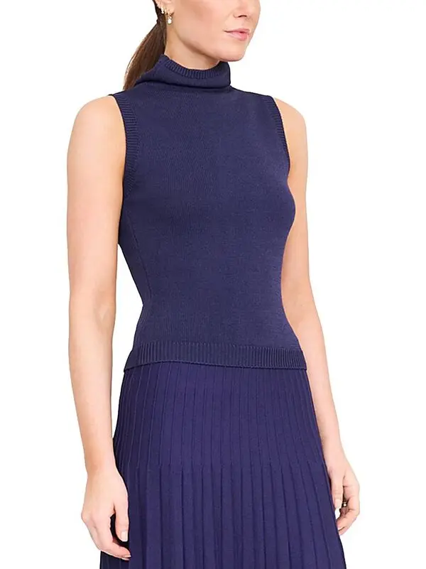 Staud Montclair Mock Neck Sleeveless Sweater - Midnight