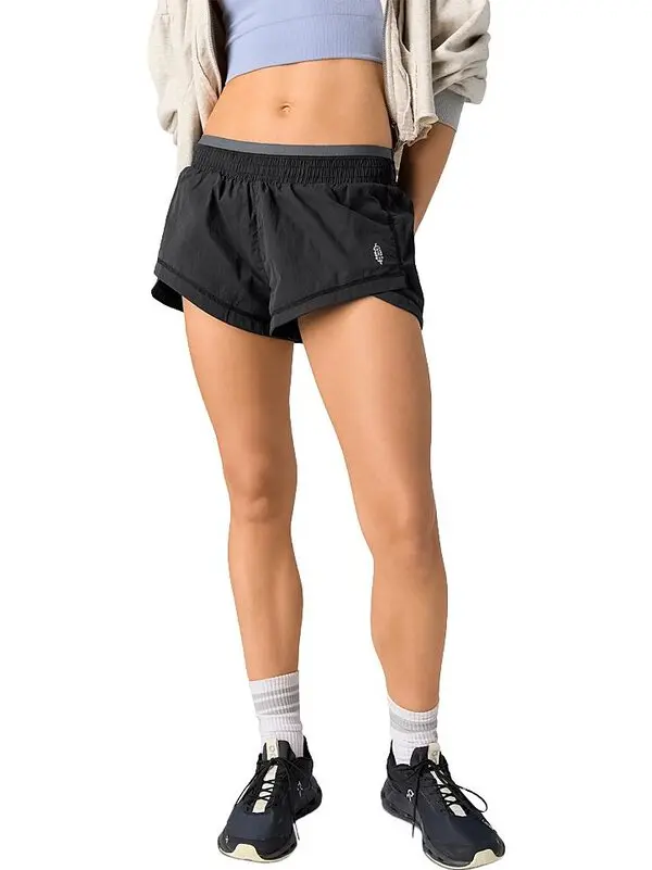 Free People Lightweight Nylon Athletic Shorts - Black