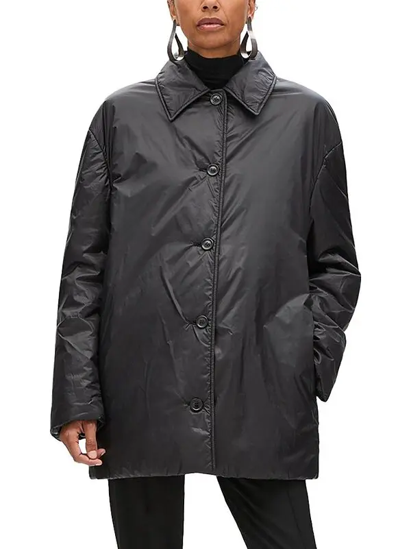 Another Tomorrow Padded Balmacaan Jacket - Black