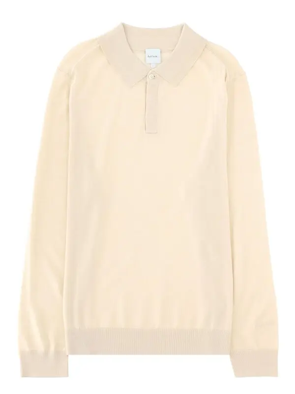 Paul Smith Maglia Polo In Lana Merino - Beige