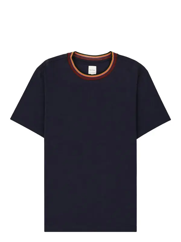 Paul Smith T-shirt Con Collo Stripes Logo - Blue
