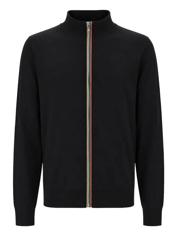 Paul Smith Merino Wool Zip Cardigan - Black
