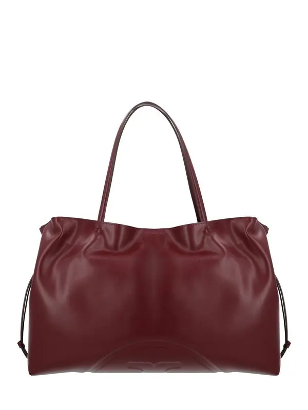 Tory Burch Ella Natural Tote Bag With Drawstring - Bordeaux