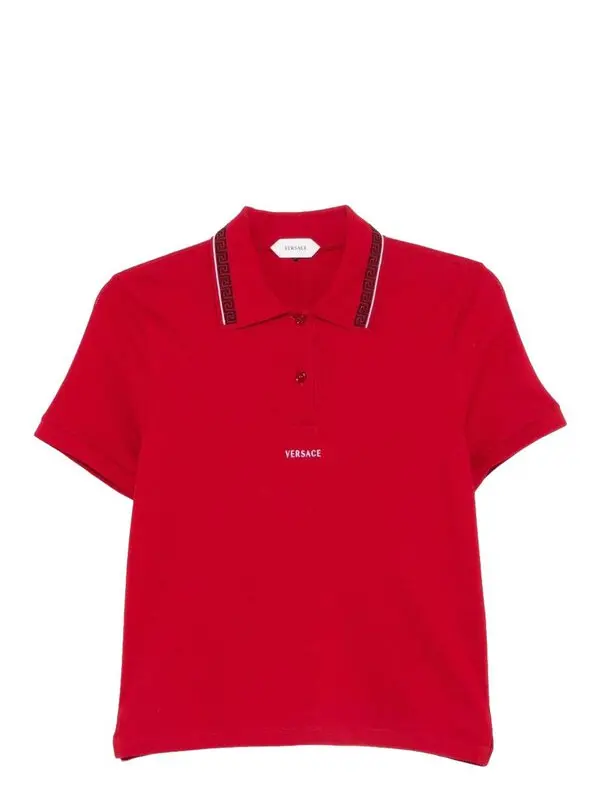 Versace Logo Cotton Polo Shirt - Red