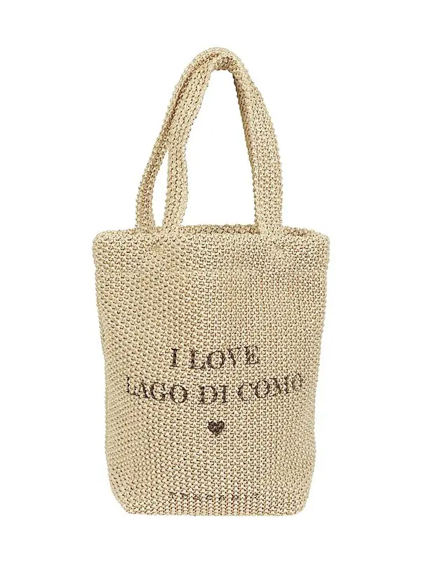 ANITA BILARDI I Love Lago Di Como' Raffia Tote - Beige