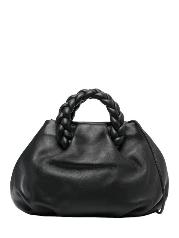 Hereu Bombon Braided Leather Handbag - Black