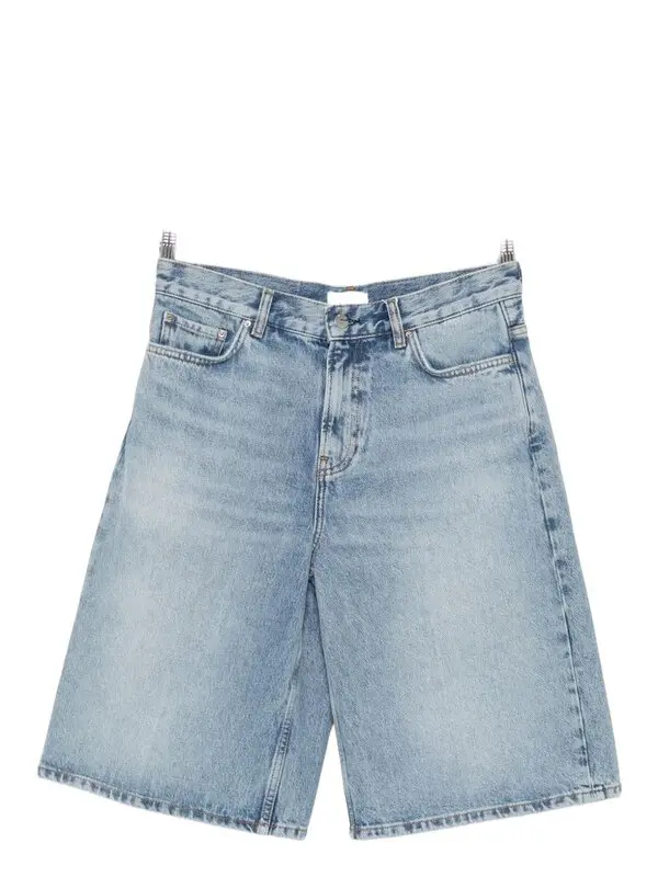 TOTEME Denim Cotton Bermuda Shorts - Sky Blue