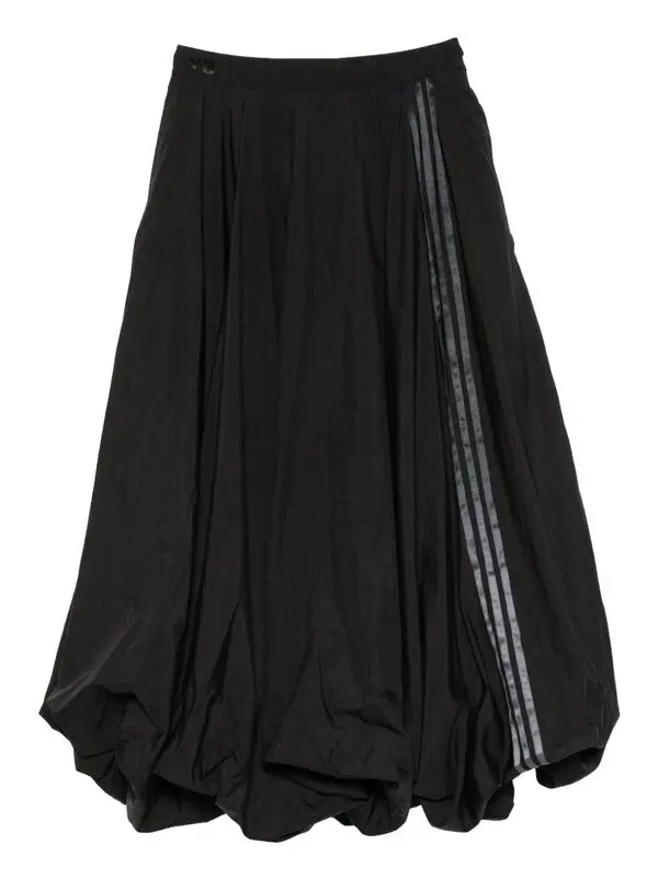 Y3 Long Nylon Skirt With Striped Detailing - Black