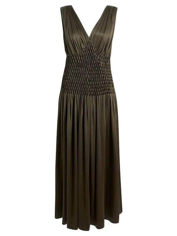Khaite Nola Dress In Silk - Dark Olive