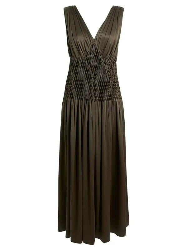 Khaite Nola Dress In Silk - Dark Olive
