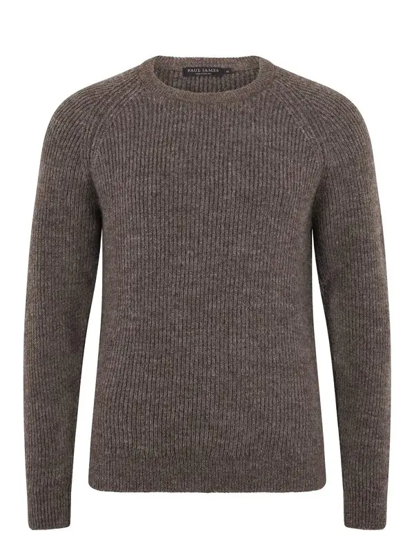 PAUL JAMES KNITWEAR Fisherman Rib Knit Jumper - Brown