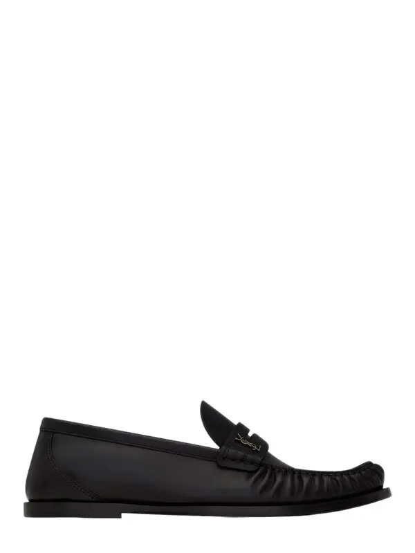 Saint Laurent Cassandre Leather Loafers - Black