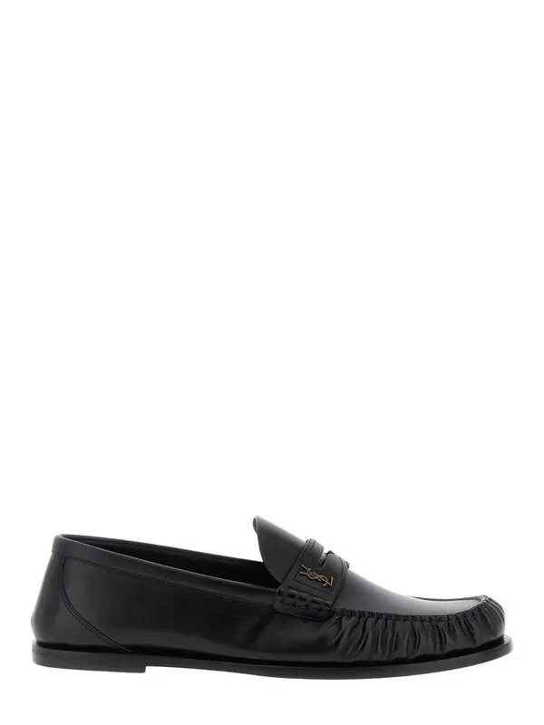 Saint Laurent Leather Loafers - Black