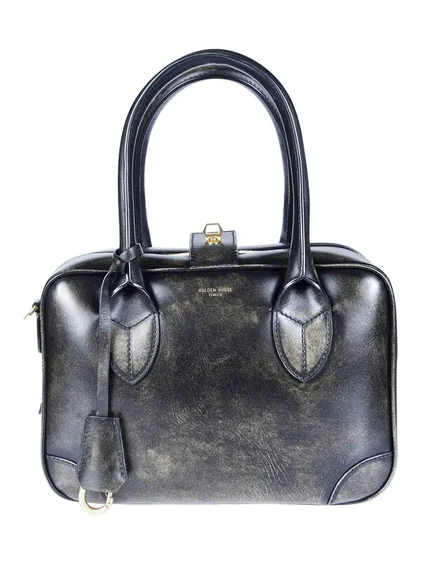 GOLDEN GOOSE Vintage Mini Handbag With Gold Metal Details - Nero