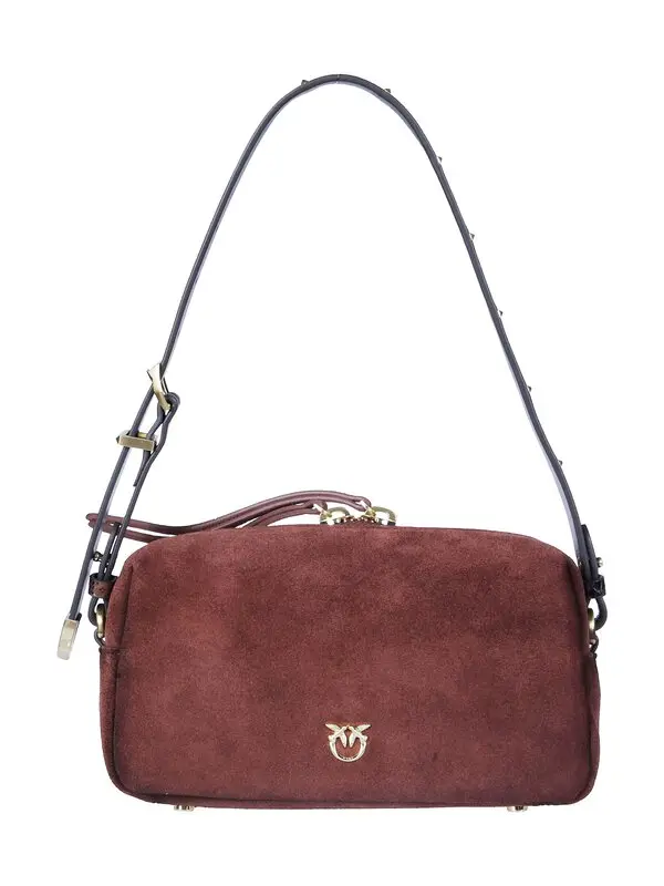 Pinko Mini Crossbody Bag With Studded Shoulder Strap - Marrone