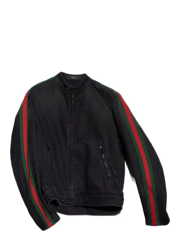 Gucci Zip-up Jacket With Classic Stripes - Black