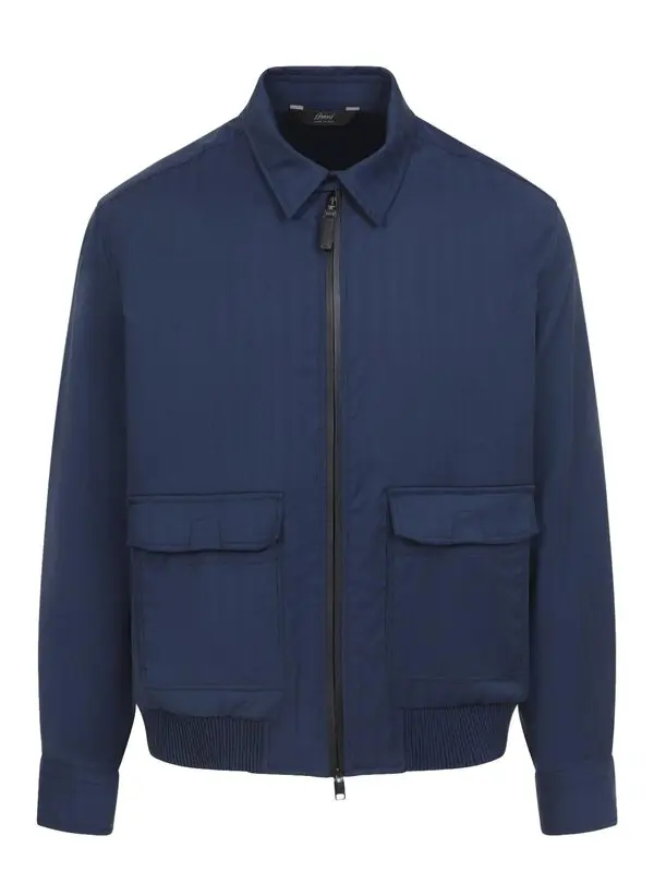 Brioni Wool Zip-up Jacket - Blue