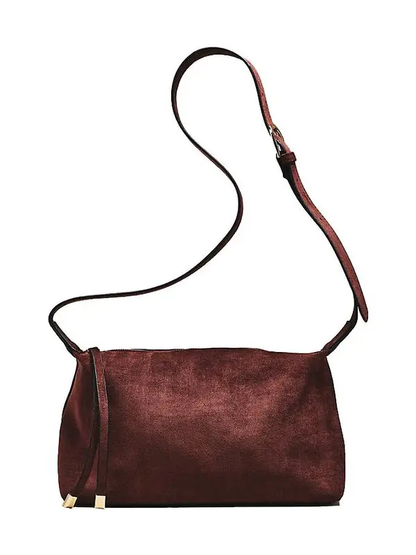 Anthropologie Faux Suede Slouchy Shoulder Bag - Chocolate