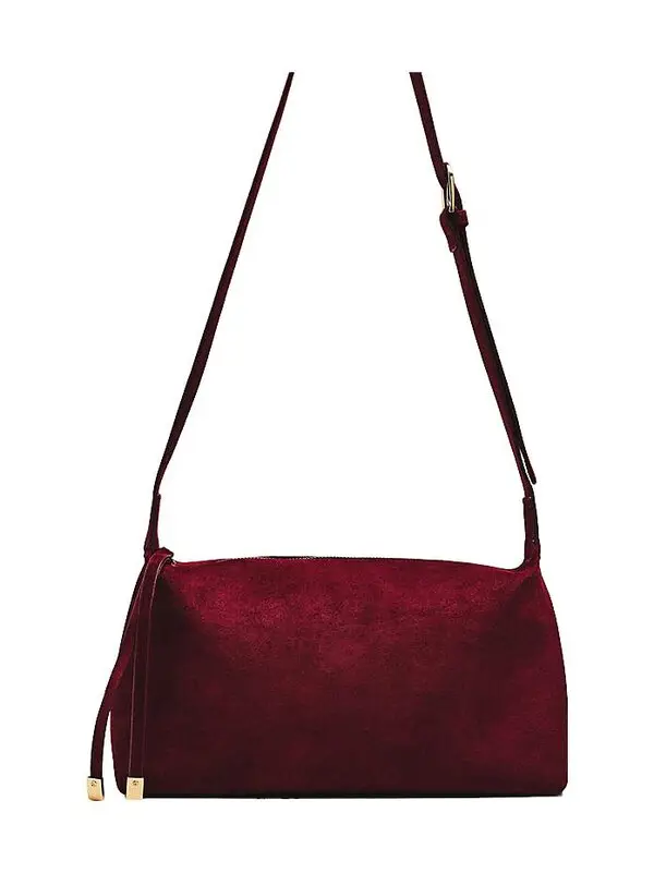 Anthropologie Faux Suede Slouchy Shoulder Bag - Wine