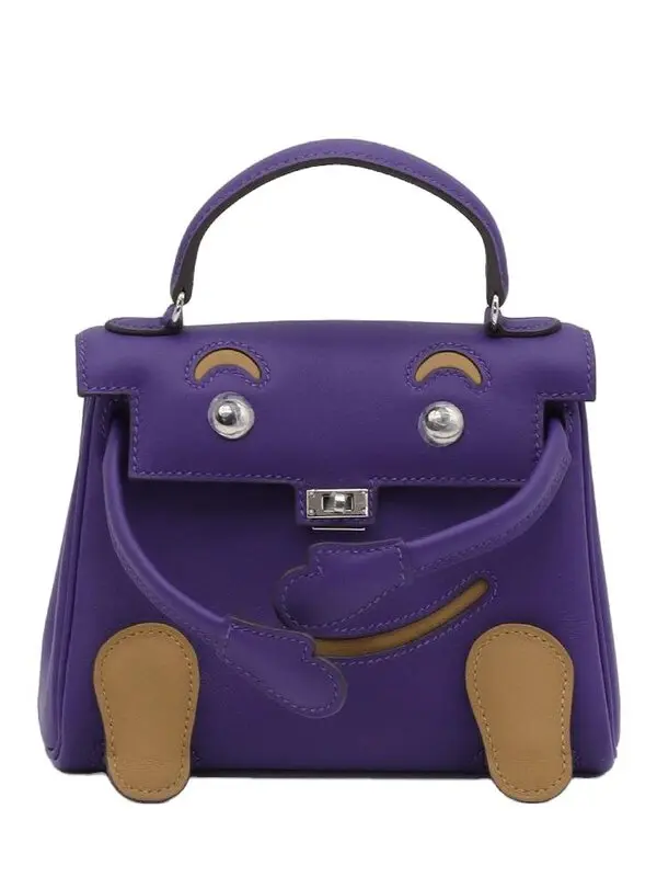 Hermès Kelly Doll Bag In Dune Swift Leather With Palladium Hardware - Purple