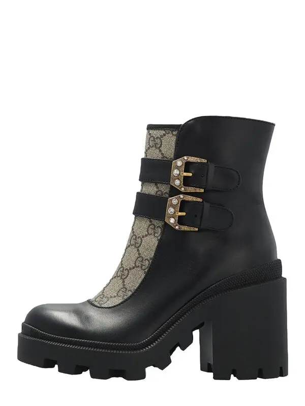 Gucci Buckled Ankle Boots - Black/beige