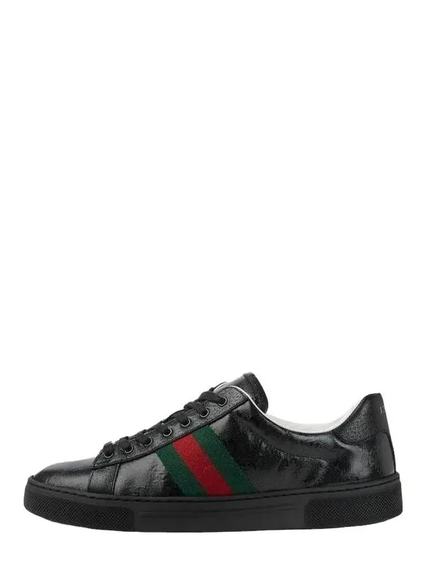 Gucci Ace Sneaker With Web Gg Crystal Canvas - Black
