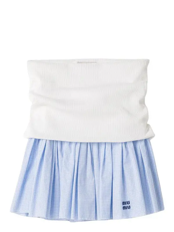 Miu Miu Jersey And Poplin Mini Skirt - Blue