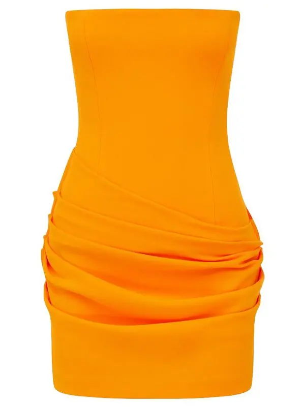 Alex Perry Strapless Draped Mini Dress - Orange