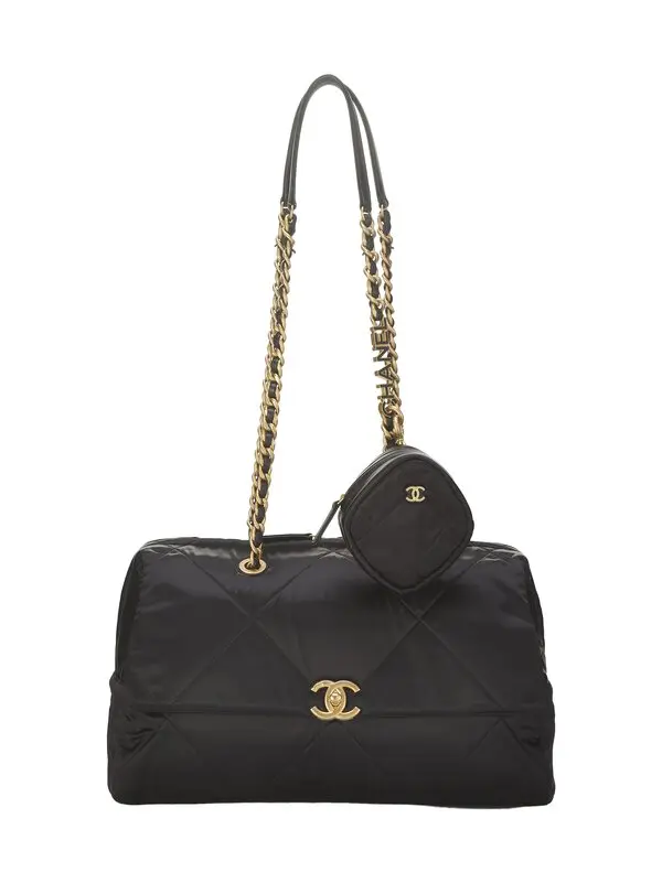 Chanel Quilted Nylon Bowling Flap Bag - Black