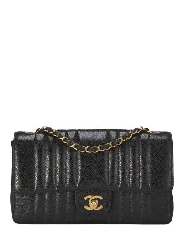 Chanel Caviar Vertical Flap Medium - Black