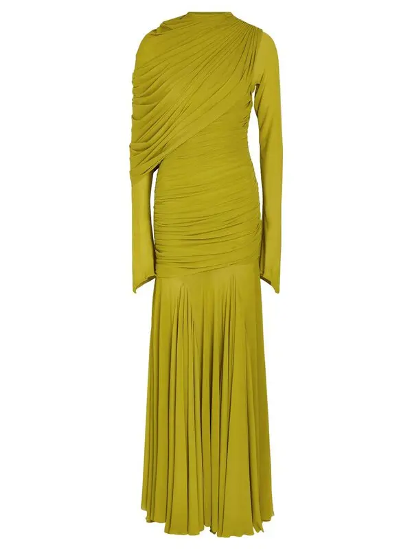 DEME The Oakland Draped Stretch-tulle Gown - Olive