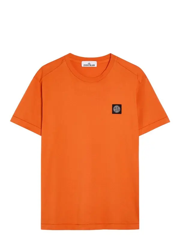 Stone Island Compass Logo Cotton T-shirt - Orange